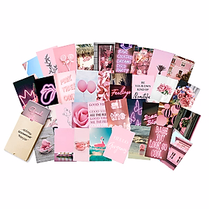 Pink Wall Collage Kit Aesthetic Pictures, Bedroom Decor for Teen Girls, Wall Collage Kit, Collage Kit for Wall Aesthetic, VSCO Girls Bedroom Decor, Aesthetic Posters, Wall Collage, Collage Kit