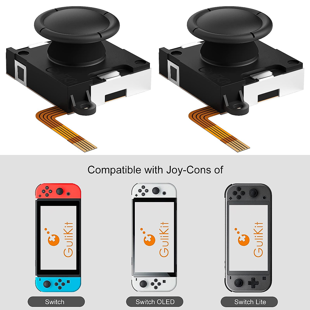 AKNES Gulikit Switch Joycon Replacement-No Drifting, Higher Sensitivity Hall Effect Joystick Replacement Parts for Switch/Switch OLED/Switch Lite, Repair Tool Kit, Left/Right thumbstick Cap(2 Pair)