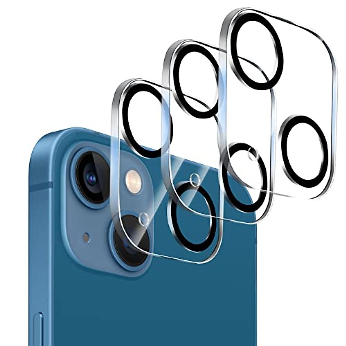 Dengduoduo 【3 Pack】 Tempered Glass Camera Lens Protector for iPhone 13 6.1" & iPhone 13 Mini 5.4", Ultra HD, 9H Hardness, Anti-Scratch, Case Friendly, Easy to Install [No Affect on Night Shots]