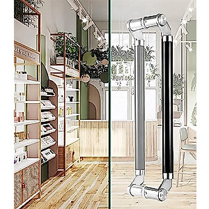 Barn Door Push Pull Door Handle Modern Brushed Push Pull Door Handle for Interior French Doors/Exterior Door, Heavy Duty Stainless Steel Commercial Barn Door Handle for Kitchen/Bathroom, Back-to-Back