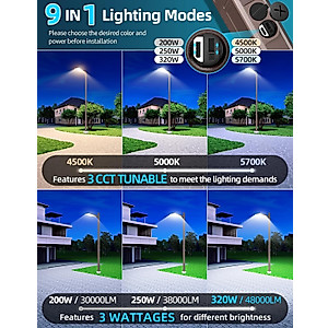 ADUB 320W LED Parking Lot Light with Photocell, UL Listed LED Pole Light Outdoor, 48000LM, LED Parking Lot Light 320W/250W/200W, LED Shoebox Light 5700K 5000K 4500K