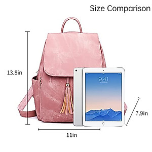 HUMLOIV Leather Backpack Purse for Women Fashion Tassel Backpack Handbag Purse for Women Medium Size (Black)