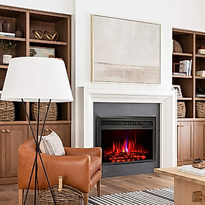 VONLUCE 32 Inch Embedded Space Heater, Recessed Electric Fireplace Insert with 750/1500W Heating Modes, 6 Flame Effects, Remote Control and Thermostat for TV Stands Mantels & Living Room, Black