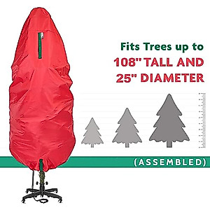 Upright Christmas Tree Storage Bag - Holiday Tree Cover for Christmas Trees or Topiary Trees - Durable, Lightweight, Convenient, Vertical Xmas Storage Bag (9 ft), Large