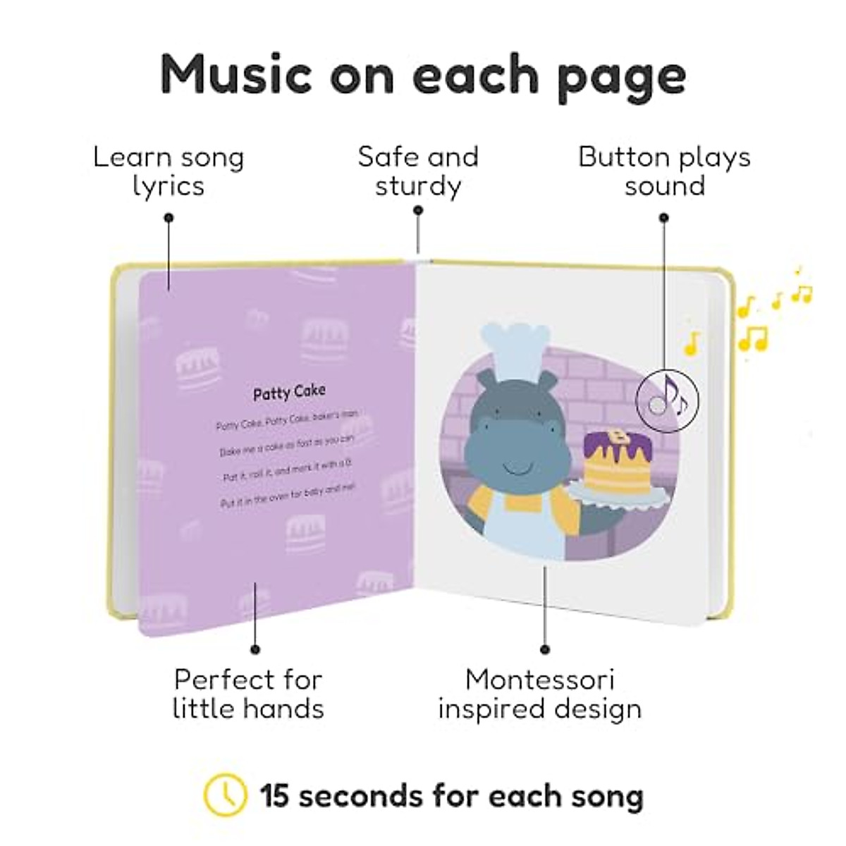 Cali's Books Patty Cake Nursery Rhyme Interactive Books for 1 Year Old - Perfect 1 Year Old Girl Gifts Sound Book for Toddlers 1-3 - Musical Book for Toddlers with 6 Favorite Songs