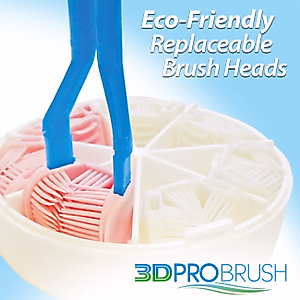 3D PRO BRUSH | 3-Sided Toothbrush | 7-Pack Replacement Heads | 3X Triple Clean + Soft Gum Massage| Built-In Tongue Scraper | Sustainable Eco-Friendly Design | Kids Adults Braces Travel | MADE IN USA