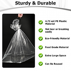 Aoketo 28 x 40 inches Extra Large Clear Drawstring Plastic Storage Bags, Multi-Purpose for Storage and Household Organizing Reusable Bags, Perfect for DustProof, MoistureProof (5 Pack, 4.72 Mil, Flat)