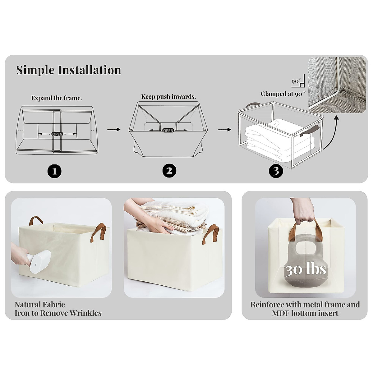 StorageWorks 2-Pack Decorative Storage Boxes with 2-Pack Metal Storage Baskets