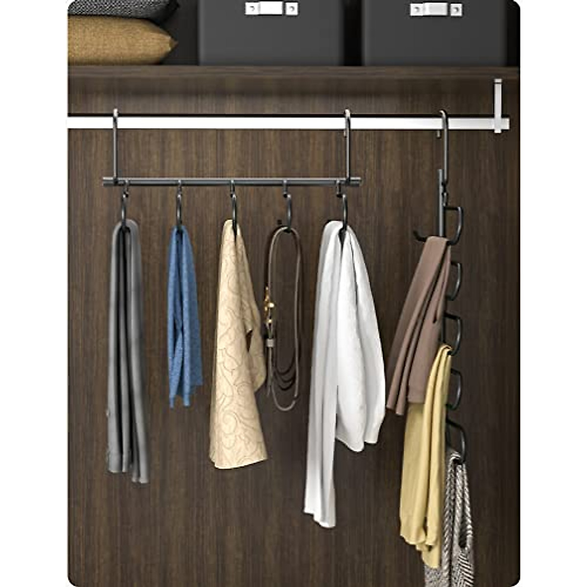 Pants Hangers Space Saving - 2 Pack Aluminum Pant Organizer for Closet Organization, Multiple Pants Hangers for Closet, Multifunctional Pants Rack Hanger, Jean Hangers, Scarf Organizer