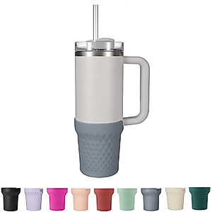 Uvafly Silicone Boot for Stanley, Cup Bottom Protector Sleeve Accessories for Stanley Quencher H2.0 FlowState Tumbler 20oz/30oz/Stanley Adventure Quencher Tumbler 24oz (Gray)