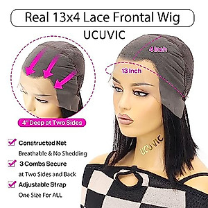 UCUVIC Bob Wig Human Hair 13x4 HD Lace Front BOB Wigs for Black Women Human Hair Glueless Wigs Human Hair Pre Plucked Pre Cut 180% Density 10 Inch