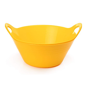 Mintra Home Plastic Bowls with Handles (4.5L Large 2pk, Yellow)