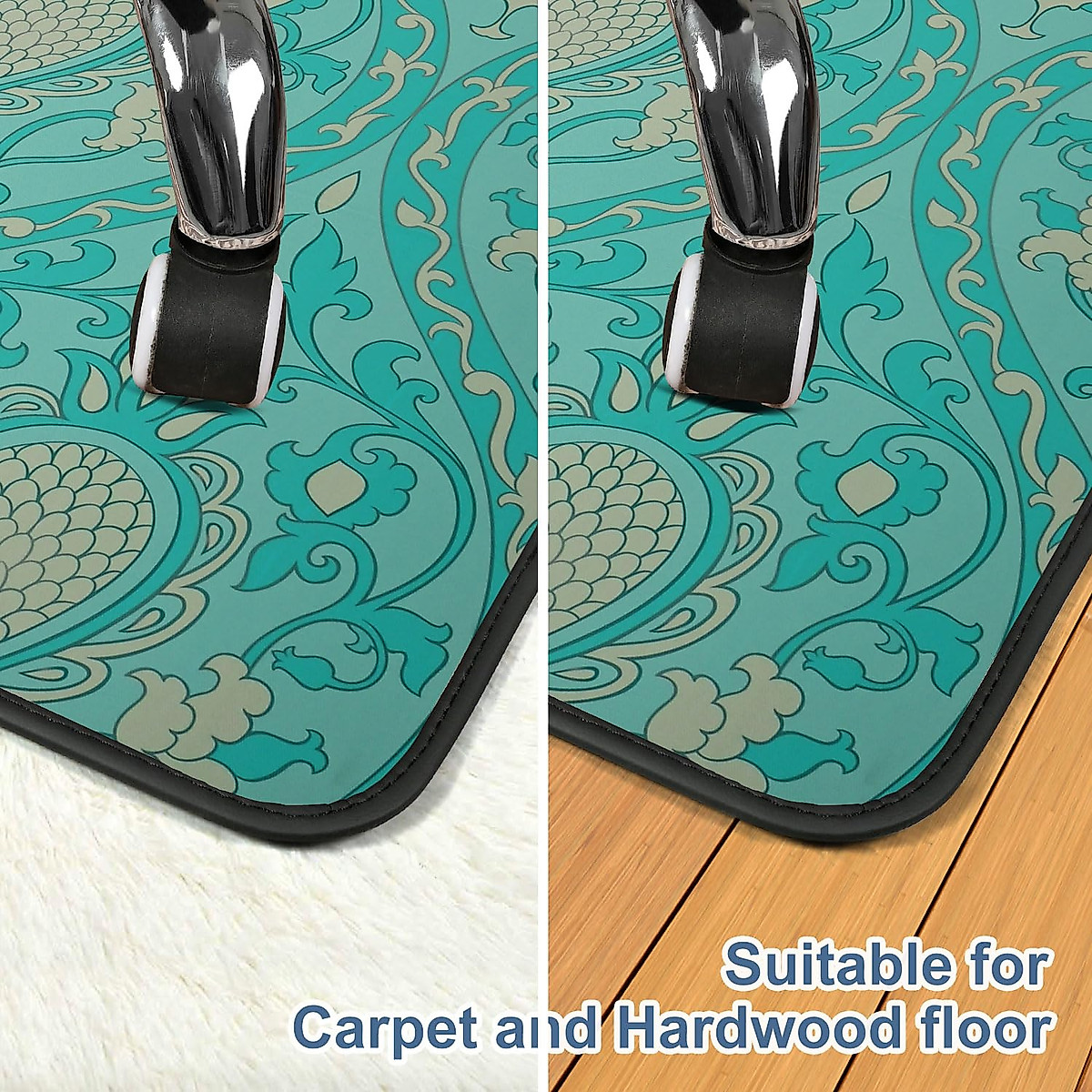 Mapuon Heavy Duty Desk Chair Mat for Carpet & Hardwood Floors, 48" x 36" Exquisite Jacquard Floor Mat Office Chair Mat for Carpeted Floors and Hardwood Floor for Home Office