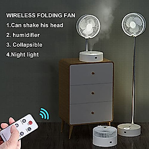 Portable Desk Fan，Rechargeable Oscillating Telescopic Floor Fan Small USB Stand Fan with Humidification 3 Speed Adjustable Wind for Personal Bedroom Office Outdoor Camping-White