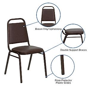 EMMA + OLIVER Trapezoidal Back Banquet Chair, Brown Vinyl/Copper Vein Frame