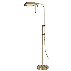 Cal Lighting BO-117FL-AB Floor Lamp Pharmacy Collection with Adjust Pole , 62 inches, Antique Brass Finish