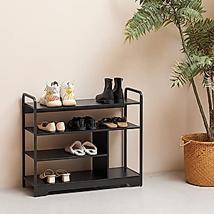 Vagusicc Shoe Rack, 4-Tier Wood Shoe Organizer, Shoe Shelf with Boots Storage 32.5 '', Sturdy Shoe Organizer, for Hallway Front Door, Entryway, Closet, Dorm Room, Industrial