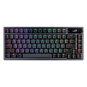 ASUS ROG Azoth 75% Wireless DIY Custom Gaming Keyboard, OLED Display, Three-Layer Dampening, Hot-Swappable ROG NX Red Switches & Keyboard Stabilizers, PBT Keycaps, RGB-Black (Renewed)