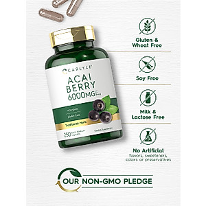 Carlyle Acai Berry Capsules 6000mg | 250 Count | Non-GMO & Gluten Free Acai Berry Extract