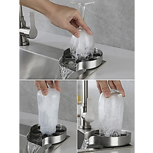 360° Rotary Stainless Steel Glass Rinser, Faucet Glass Rinser for Kitchen Sinks,Metal Cup Cleaner for Sink,Glass Bottle Cleaner Sink Attachment (9 Holes Rotation, Brush Nickel)