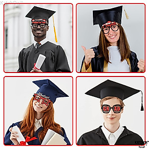KatchOn, Red 2024 Glasses Graduation - Glitter, Pack of 12 | Graduation Photo Booth Props 2024 for Graduation Decorations Class of 2024 | Graduation Eyeglasses, Red Graduation Party Decorations 2024