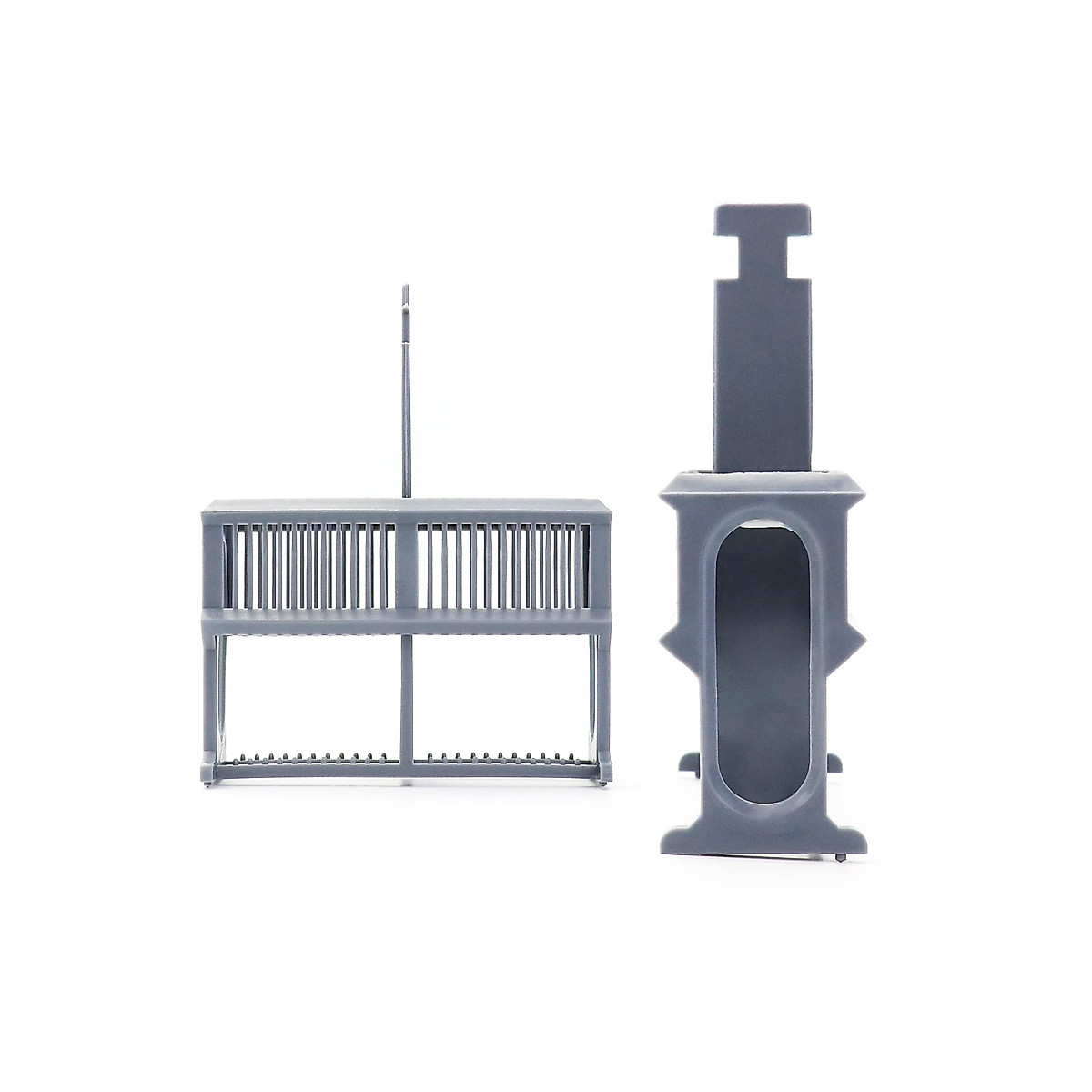 QWORK Microscope Slides Staining Jar and Rack, 2 Pcs 24-Slots, Grey