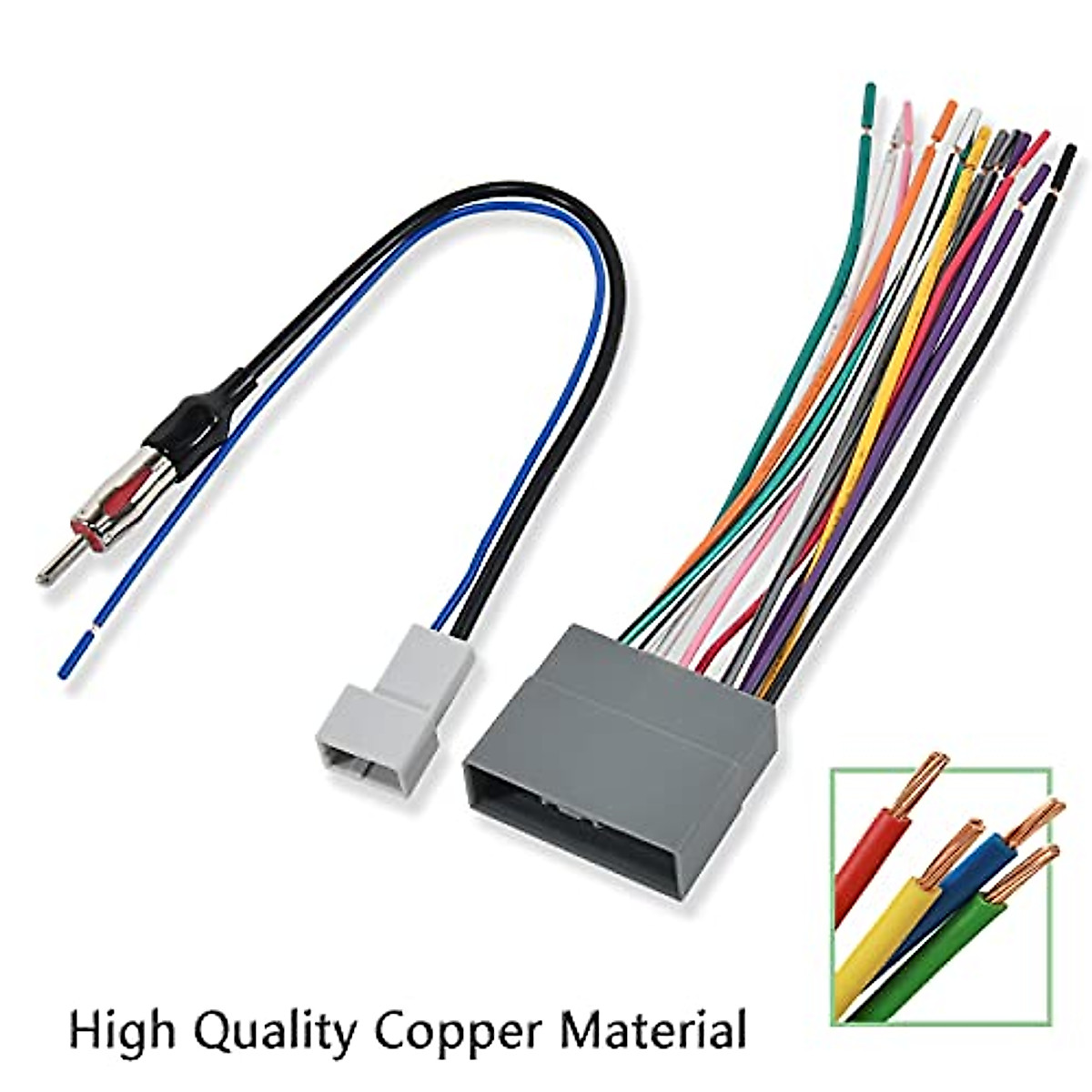 RED WOLF Vehicle Radio Stereo Wire Harness with Antenna Connector Adapter Fit Honda Fit 2007-2008 Civic 2006-2011, CR-V2007-2011, Select Acura RDX/Integra 1989-2015 Aftermarket Radio Receiver