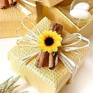 Faym 100pcs Artificial Silk Yellow Sunflower Artificial Sunflower Heads HeadsFabric Floral for Home Decoration Wedding Decor Bride Holding Flowers Garden Craft Art Decor