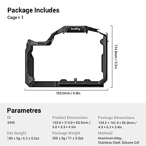 SmallRig GH6 Camera Cage for Panasonic LUMIX GH6, Streamlined Structure Camera Rig, Built-in NATO Rail & Cold Shoe Mount 3440