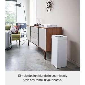 YAMAZAKI home 4488 Tall Trash Can-Modern Garbage Waste Basket with Handle, One Size, White