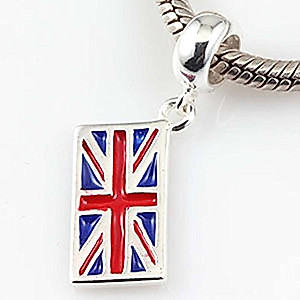 UK Flag Charm 925 Sterling Silver Symol of England Pandant Country Charm for Bracelet