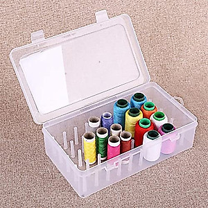 LUKEO Portable Box Sewing Bobbins Threads Storage Sorting Case Organizer Translucent Clear Spools