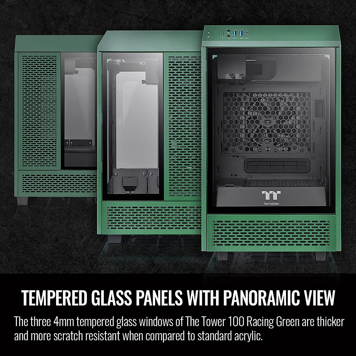 Thermaltake Tower 100 Racing Green Edition Tempered Glass Mini Tower Computer Chassis Supports Mini-ITX CA-1R3-00SCWN-00