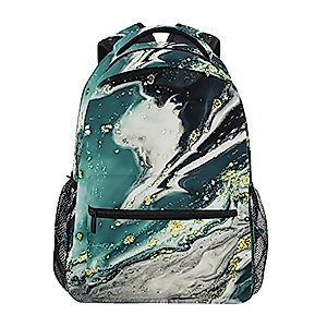 xigua Lightweight Backpack Marble Ripple Green Print Daypack Travel School Bag for College Women Men