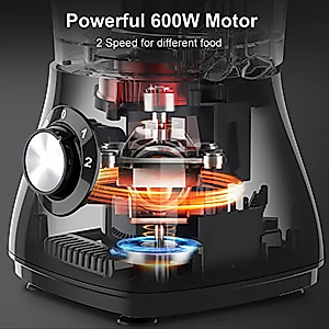 Food Processor, Anthter 600W Professional Food Processors & Vegetable Chopper, with 7 Processor Cups, Reversible Disc, Chopping Blade & Dough Blade for Chopping, Slicing, Purees & Dough