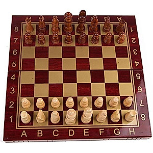 Chess Portable Set Portable Set Wooden Portable Chessboard Folding Board Game International Set for Party Family Activities Backgammon LQHZWYC (Size : L)
