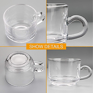 QAPPDA Clear Coffee Mug With Handle 6 oz, Glass Mugs With Handle,Warm Beverage Mugs,Glass Cups Tea Cups Latte Cups Cappuccino Mugs Set of 12 KTZB58