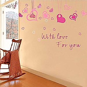 Red Love Hollow Heart Skirting Lines Wall Sticker Living Room Bedroom Nursery Flooring Line Decal Valentines Day Decor
