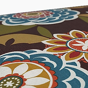 Pillow Perfect Reversible Floral Stripe Outdoor Throw Accent Pillow, Plush Fill, Weather, and Fade Resistant, Large Square - 18.5" x 18.5", Brown/Orange Annie, 2 Count