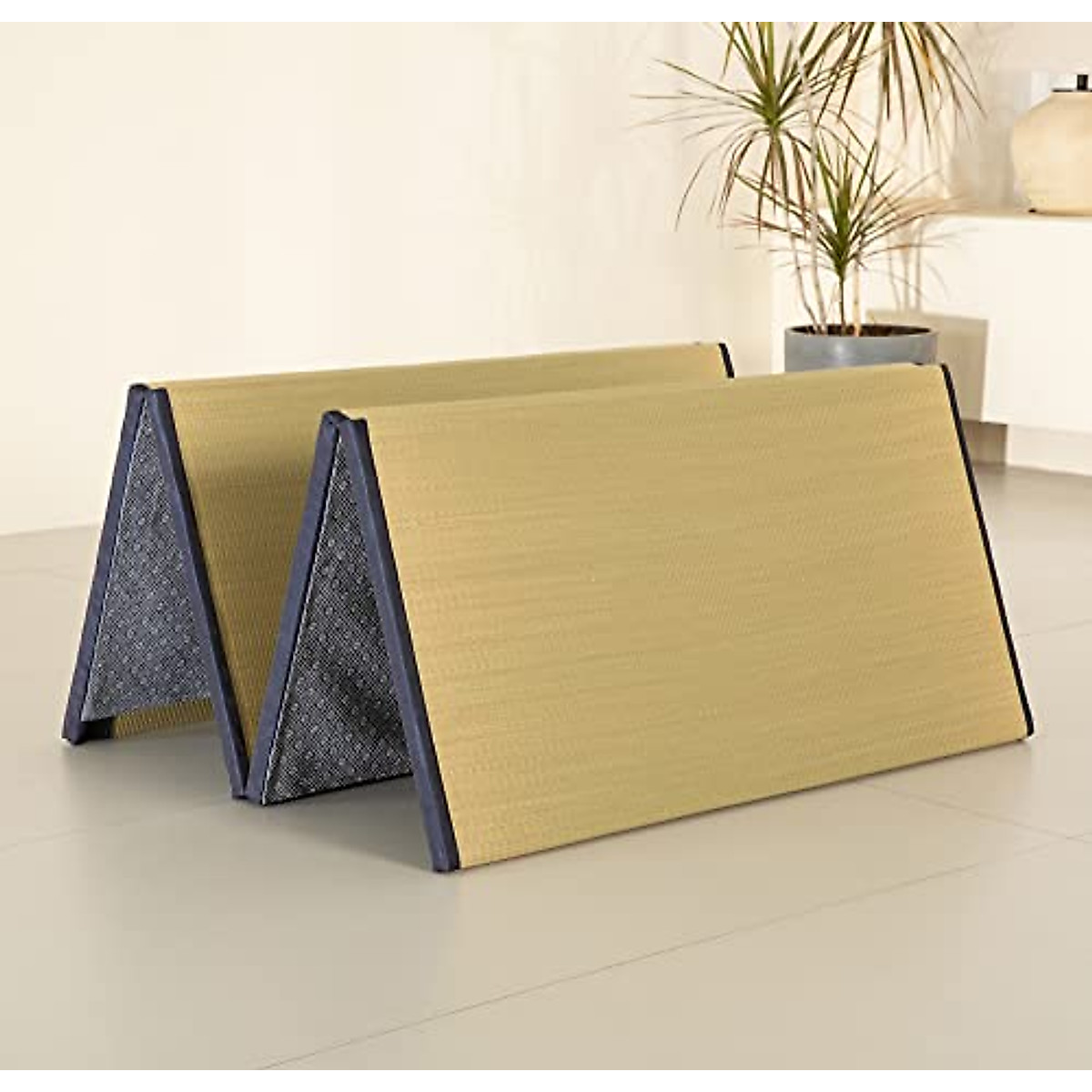 MustMat Tatami Mat Twin XL Japanese Tatami Floor Mattress Rush Grass Tatami Bed with Storage Bag 39 x80 x1.4 in (Blue)