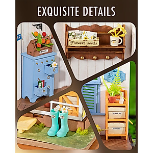 Rolife DIY Miniature Dollhouse Kit, Build 9.6" Greenhouse Diorama Kit Building Set with LED Room Hobby Craft for Aduls Uniue Gifts for Teens (Dreamy Garden)