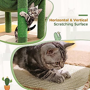 Meow Sir Cactus Cat Tree for Large Cats 53 Inches Multilevel Cat Tower with Large Hammock Super Spacious Condo and Wide Padded Perch Scratching Posts and Pad for Indoor Cats-Large Cactus