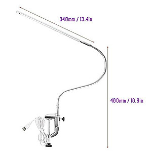 N/C Desk Lamp with Clamp, USB LED Adjustable Clip Nail Desk Light Eye Care GooseNeck 360° Swivel Clamp Light Tool for Manicure Reading Eyebrow Trimming Office Tattoo