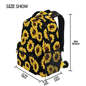 Sunflower School Backpack for Girls Boys Floral Large Bookbag Laptop Computer Bag Casual Hiking Travel Daypack Backpack Schoolbag for Teens College 16 Inch