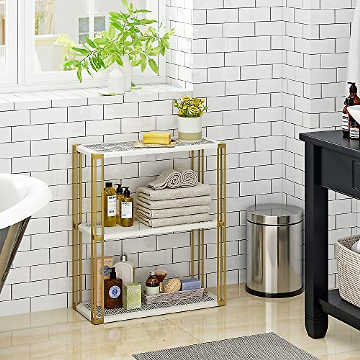 JERAOL Wall Mounted 3 Tier Bathroom Shelf Organizer Rack Over Toilet for Bathroom, Kitchen, Living Room Storage