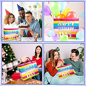 HAPMARS 13" Large Happy Birthday Gift Bag for Kids Girls Women, Colorful Birthday Party Bag with Tissue Paper & Greeting Card, Rainbow Pretty Present Bag Gift Bags