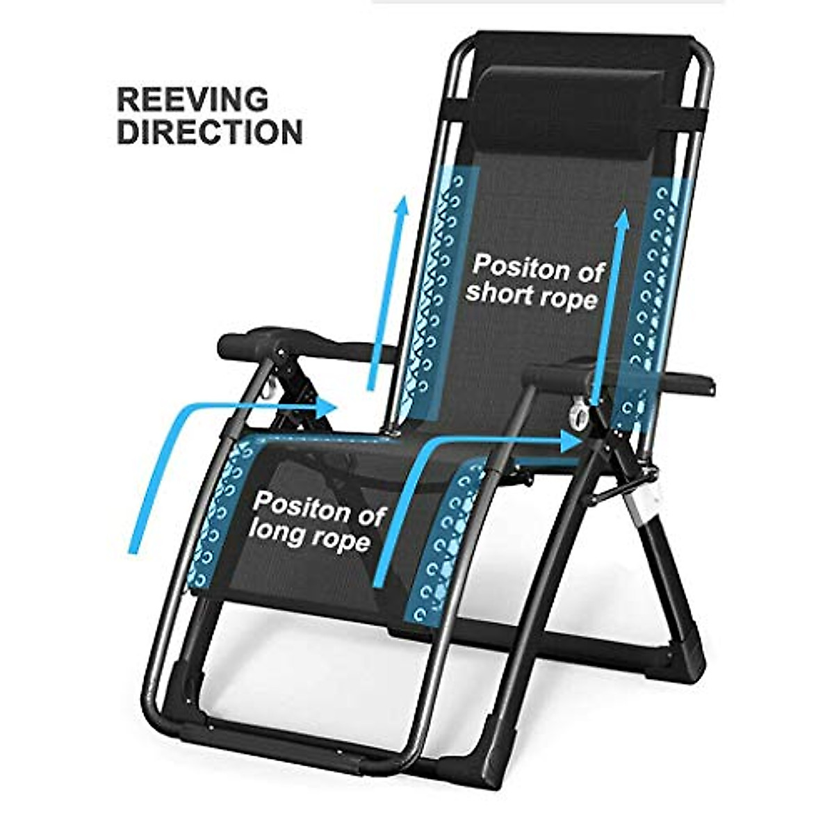 Universal Replacement Cords for Zero Gravity Chair 4 PCS Replacement Lace Cords (8 Cords(4 Longs + 4 Shorts), Black)