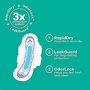 Always Ultra Thin Feminine Pads For Women, Size 3 Extra Heavy Long Absorbency, Multipack, With Wings, Unscented, 38 Count x 3 Packs (114 Count total)