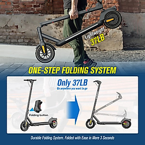 Smart Electric Scooter for Adults - Max 18.6 Mile Range and 15.5Mph for 350W Moter, Auto-Sensing Automatic Headlamps,Headlight & Taillight Foldable, Cruise Control System E Scooter - A5004