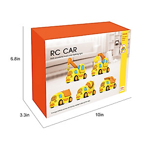 Aomola Toys for 2 Year Old Boys Girls, Toddler Toys, Birthday Gifts, Remote Control Car Toys for Kids, Engineering Construction Trucks with Music and Lights